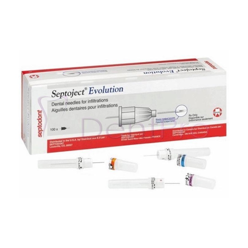 AGUJAS SEPTOJECT EVOLUTION 100u. Tamaño 30G 0,3x09mm.
